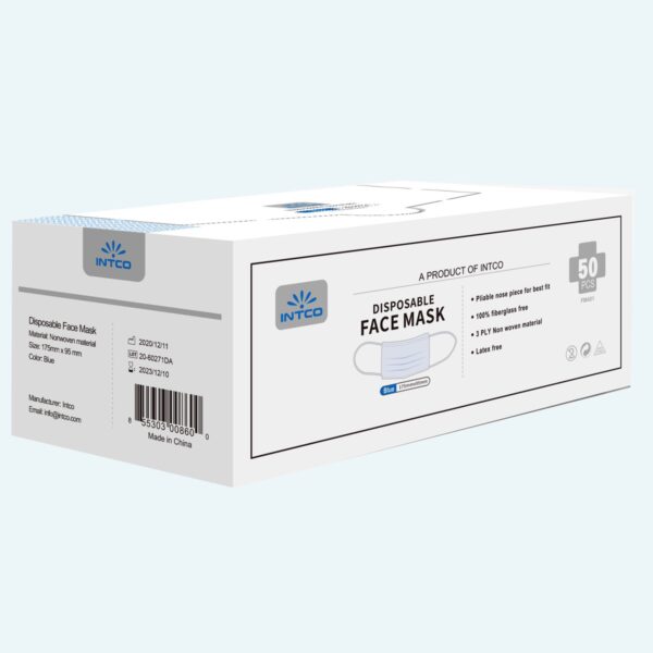 Intco Disposable Black/Blue Face Mask In Stock - Seelingo.com: First ...